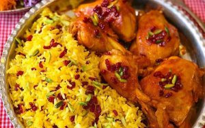 Zereshk Polo ba Morgh | Persian Barberry Rice with Chicken recipe ...